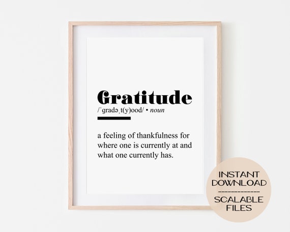 Gratitude Definition Digital Poster Print Wall Art Home Dorm - Etsy