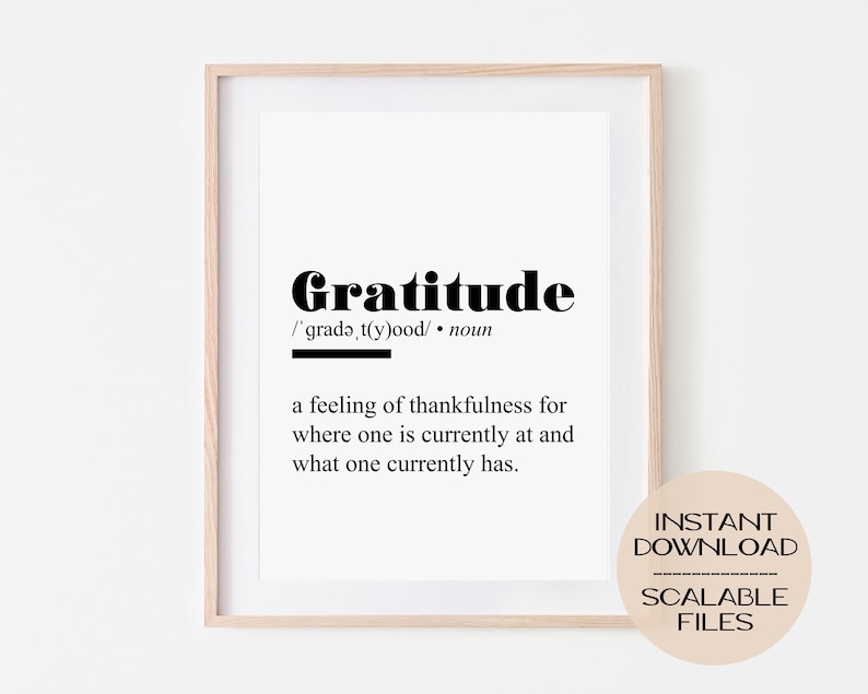 Gratitude Definition Digital Poster Print, Wall Art Home Dorm Decor ...