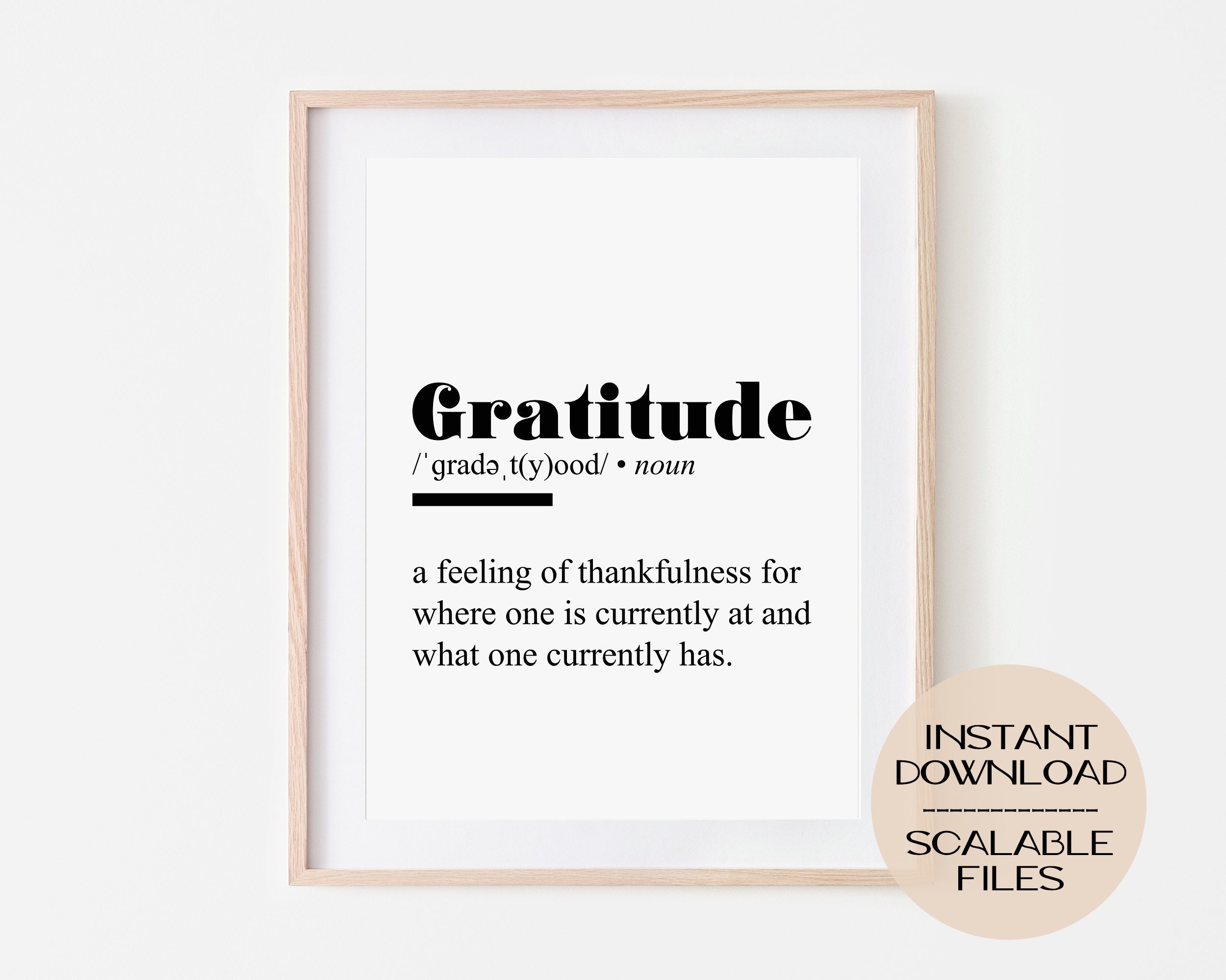 Gratitude Definition Digital Poster Print, Wall Art Home Dorm Decor ...