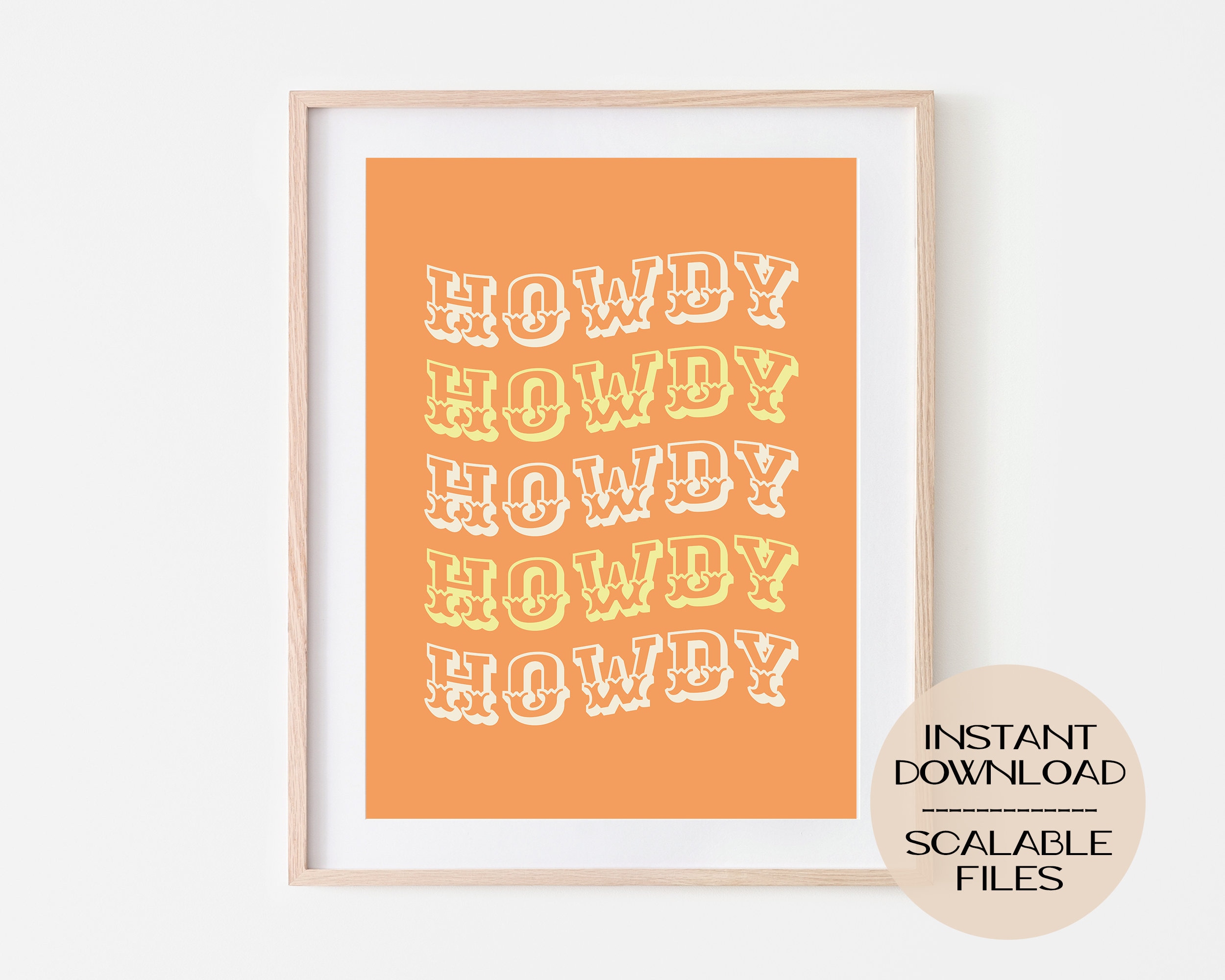 Howdy Digital Poster Print, Wall Art Home Dorm Decor, Trendy Sign ...