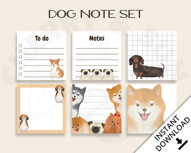Dog Printable Sticky Notes Kawaii Stationary Memo Planner - Etsy