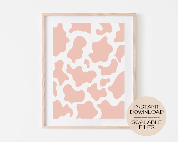 Pink Cow Pattern Digital Poster Print Animal Print Wall Art - Etsy