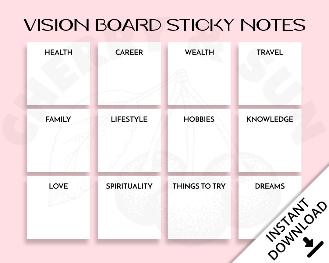 Vision Board Sticky Notes Set | Minimalist Design | 3x3 | Journal ...