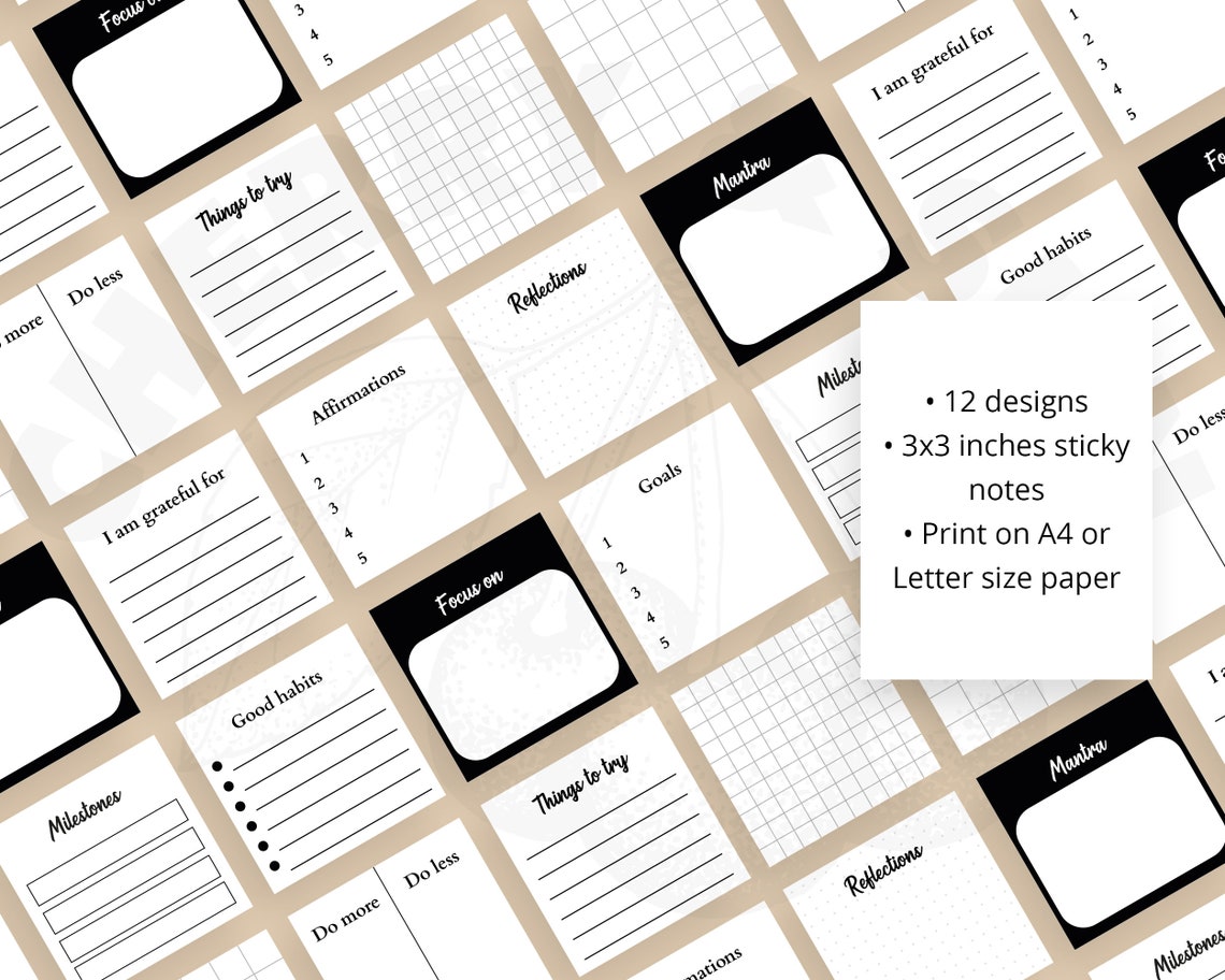 Gratitude Sticky Notes Set Printable Journal Bujo Health Mindfulness ...