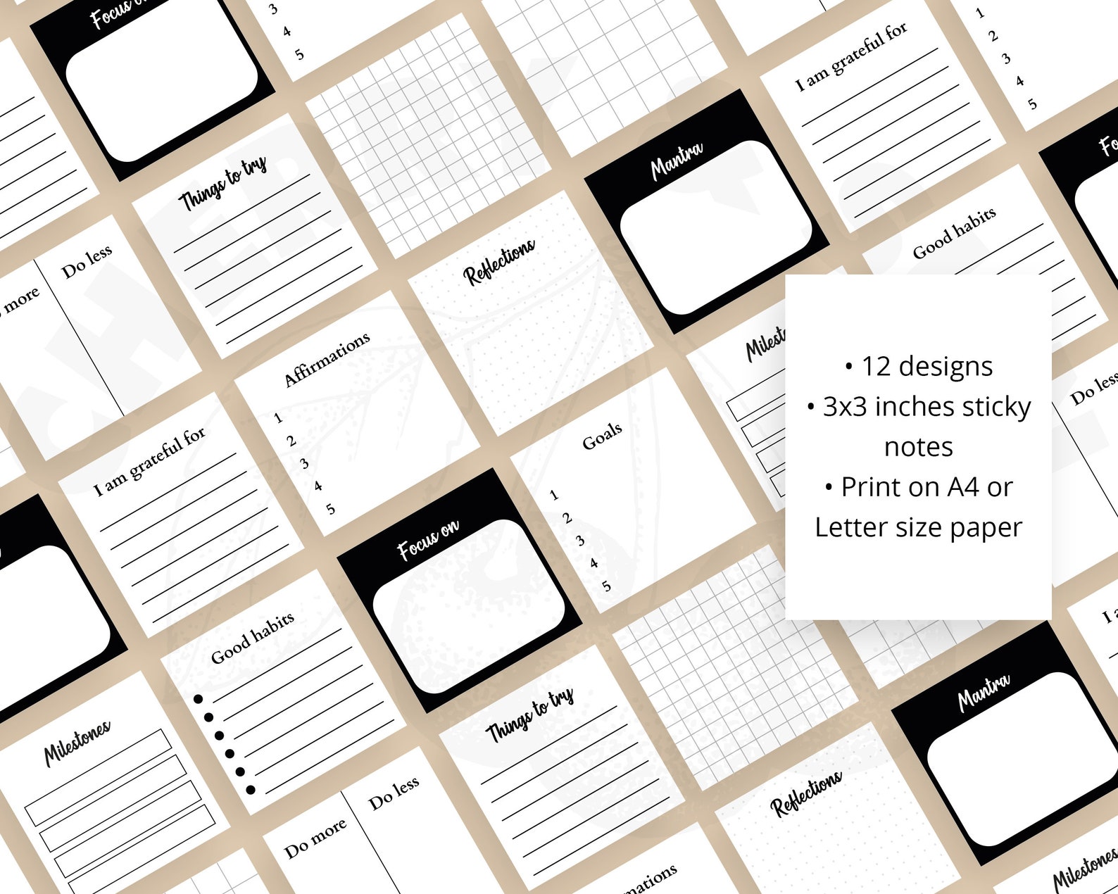 Gratitude Sticky Notes Set Printable Journal Bujo Health Mindfulness ...