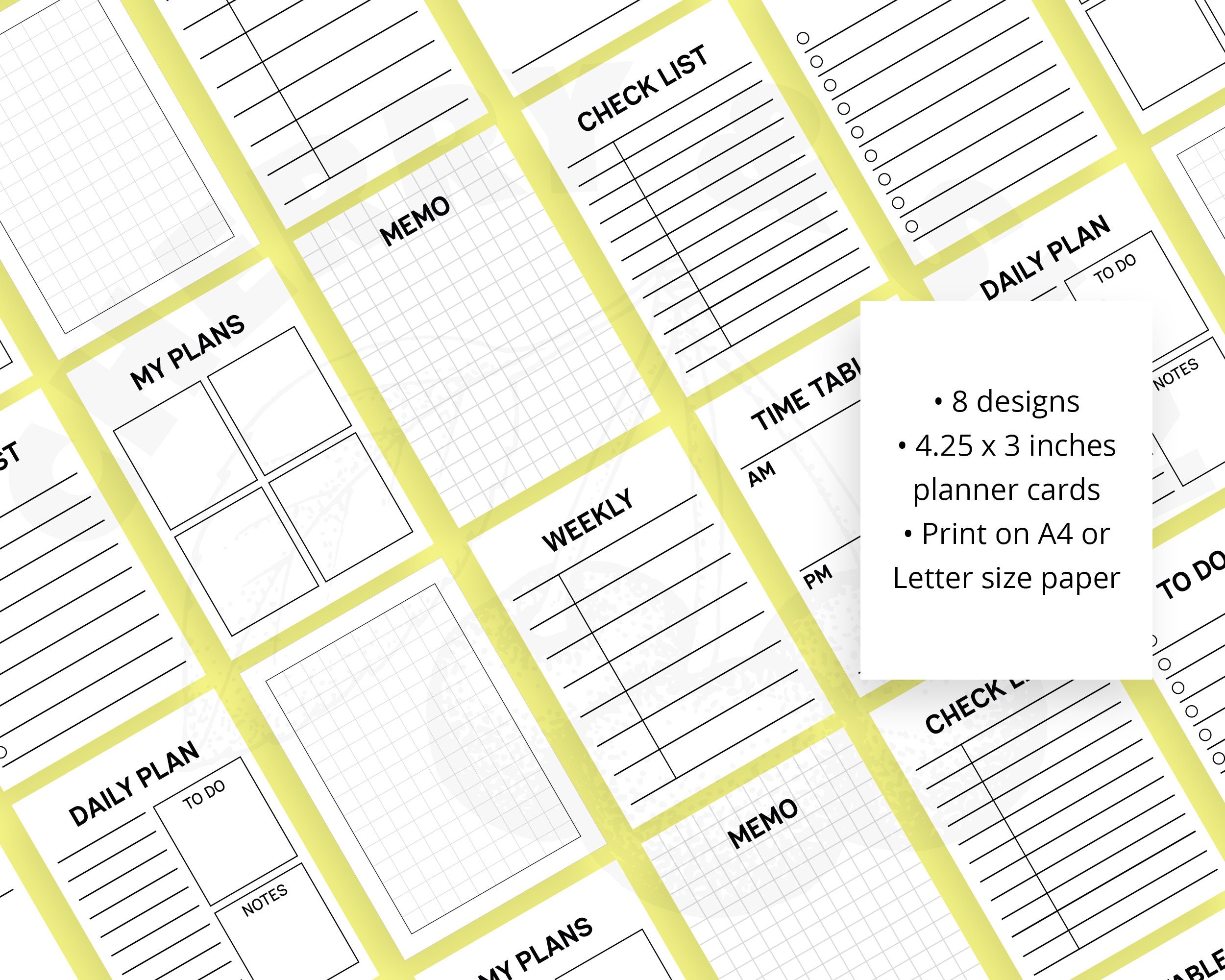 Simple Planner Cards | Sticky Notes | Printable | Notepad Memo Pad ...