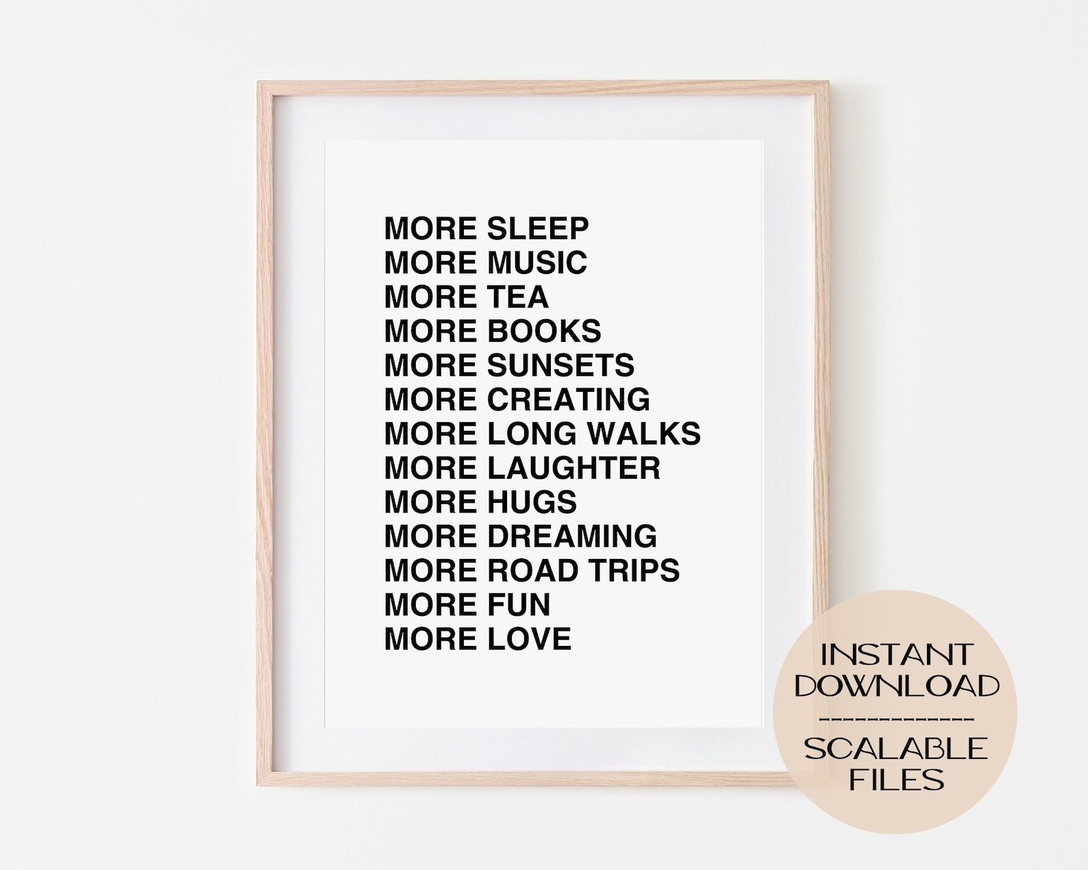 More Sleep | More Music | More Love | Digital Poster Print | Minimalist ...