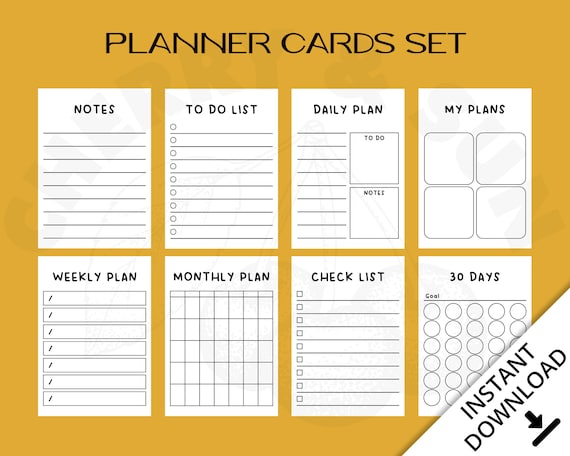 Planner Cards Sticky Notes Printable Notepad Memo Pad | Etsy