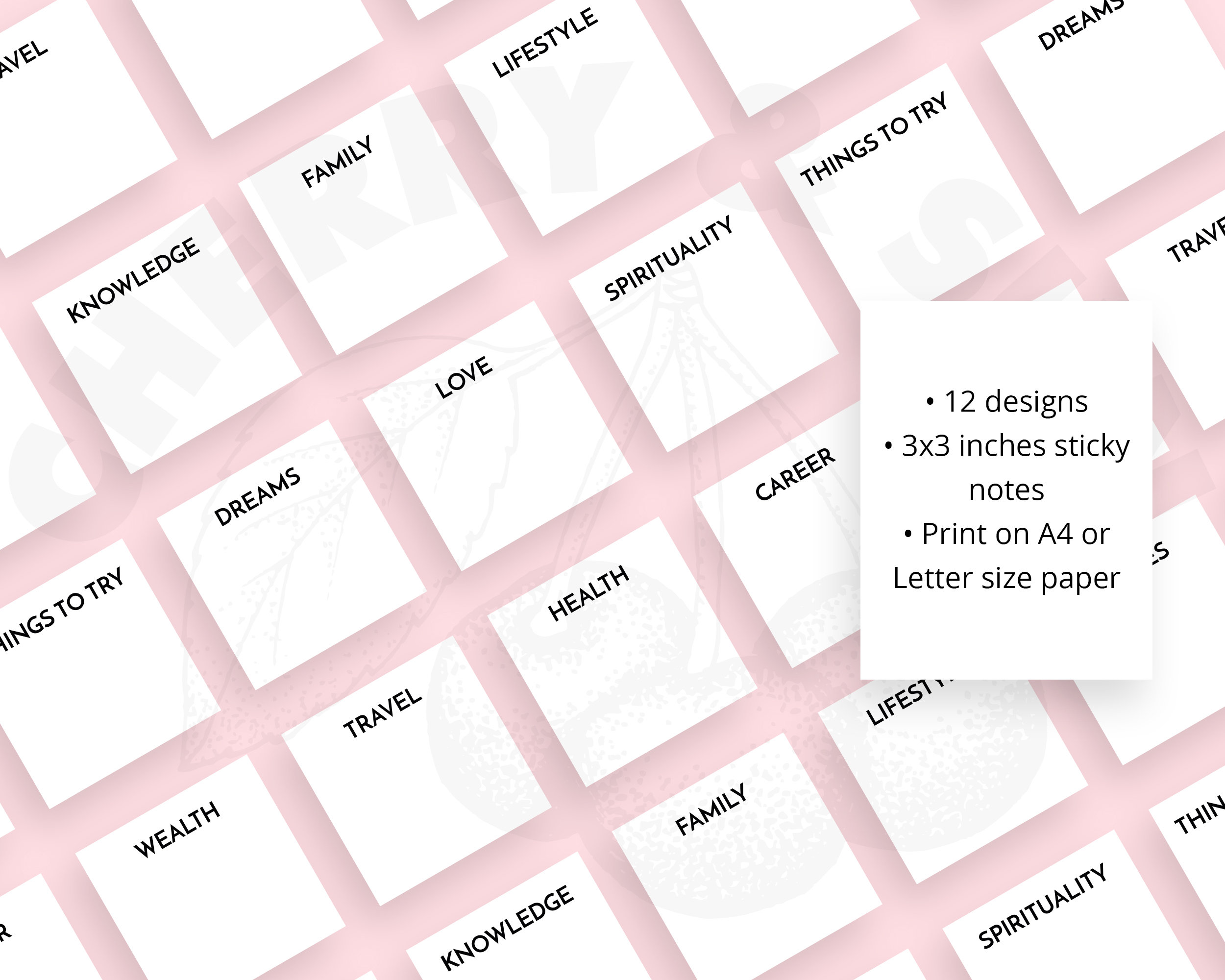 Vision Board Sticky Notes Set Minimalist Design 3x3 Journal Bujo ...