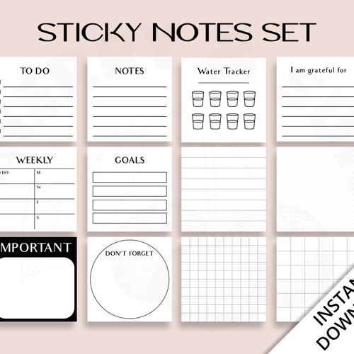 Printable Sticky Notes Minimalist Design 3x3 Inch - Etsy