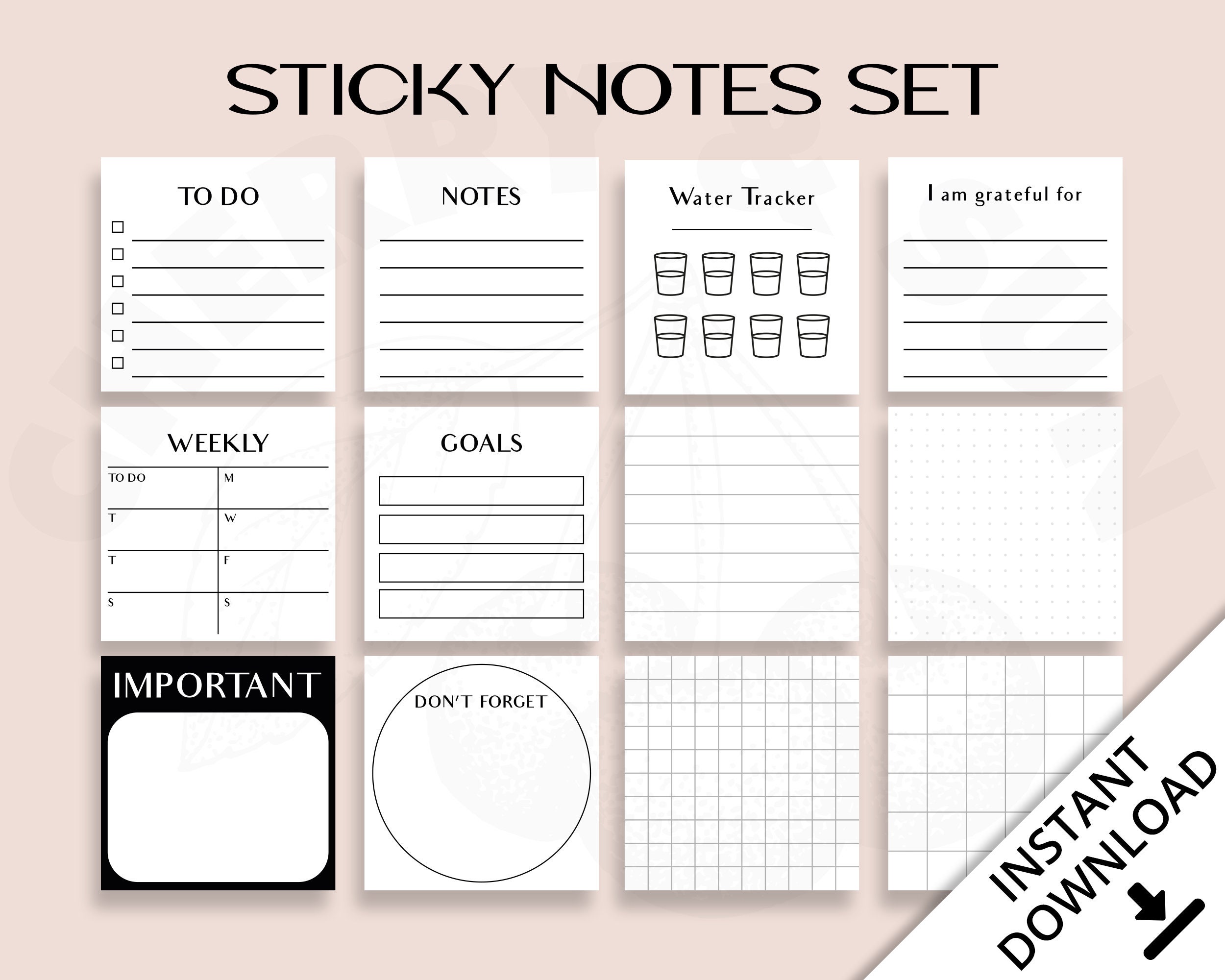 Printable Sticky Notes | Minimalist Design | 3x3 Inch | Journal | Bujo ...