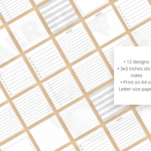 Simple Printable Sticky Notes, Minimalist Design, 3x3 Inch, Journal ...