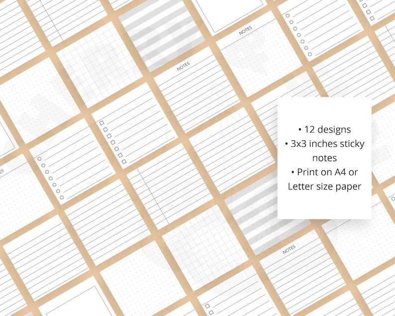 Simple Printable Sticky Notes, Minimalist Design, 3x3 Inch, Journal ...
