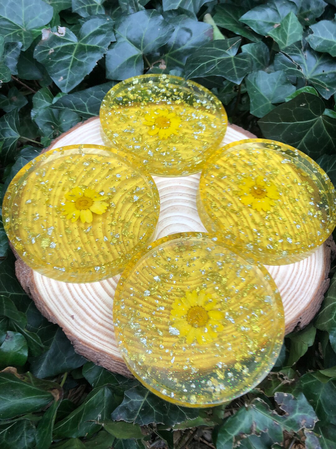 Yellow Daisy Coasters - Etsy