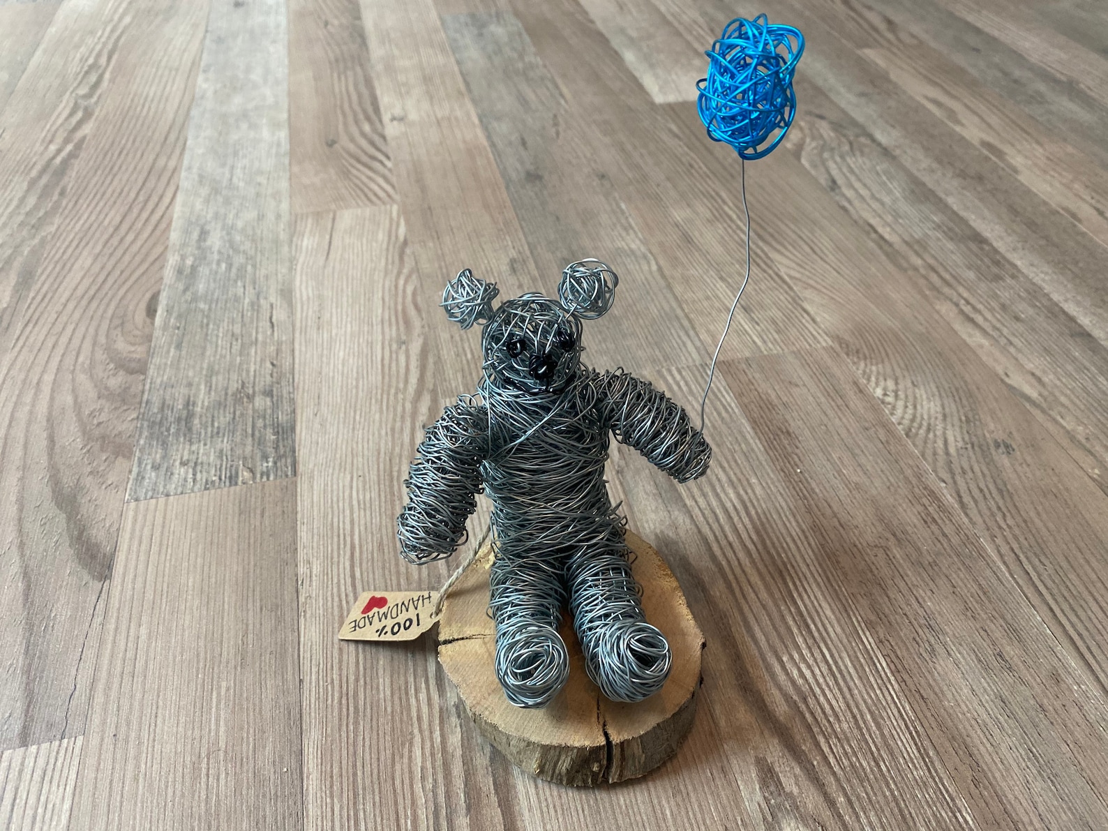Teddy bear with cable balloon made of wire | Etsy