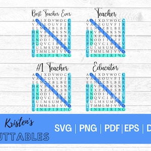 Teacher Word Search SVG Teacher Appreciation SVG Best | Etsy