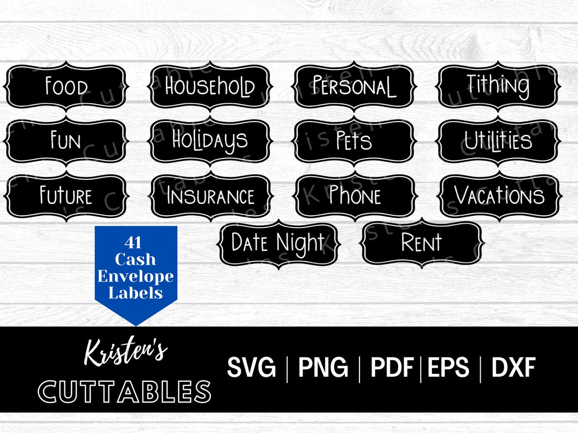 Cash Envelope Labels SVG Budget Binder Svg Budgeting SVG Cash Tracker ...