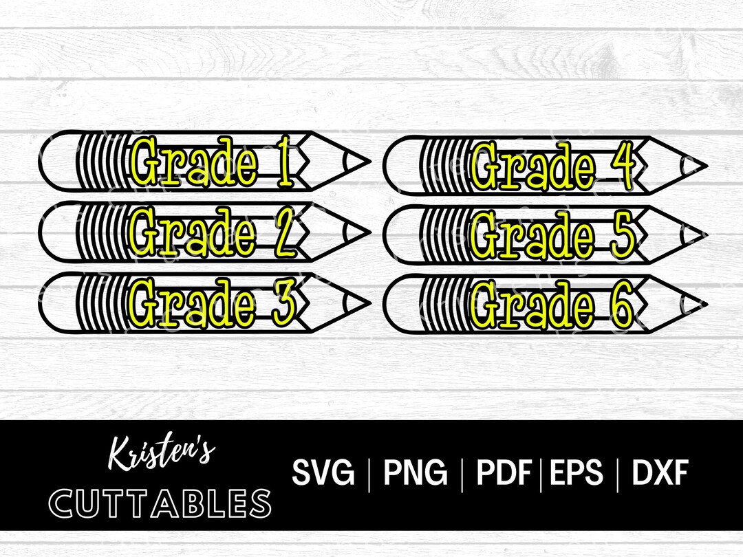 Elementary Grade Pencil SVG Student SVG Back to School PNG Primary ...