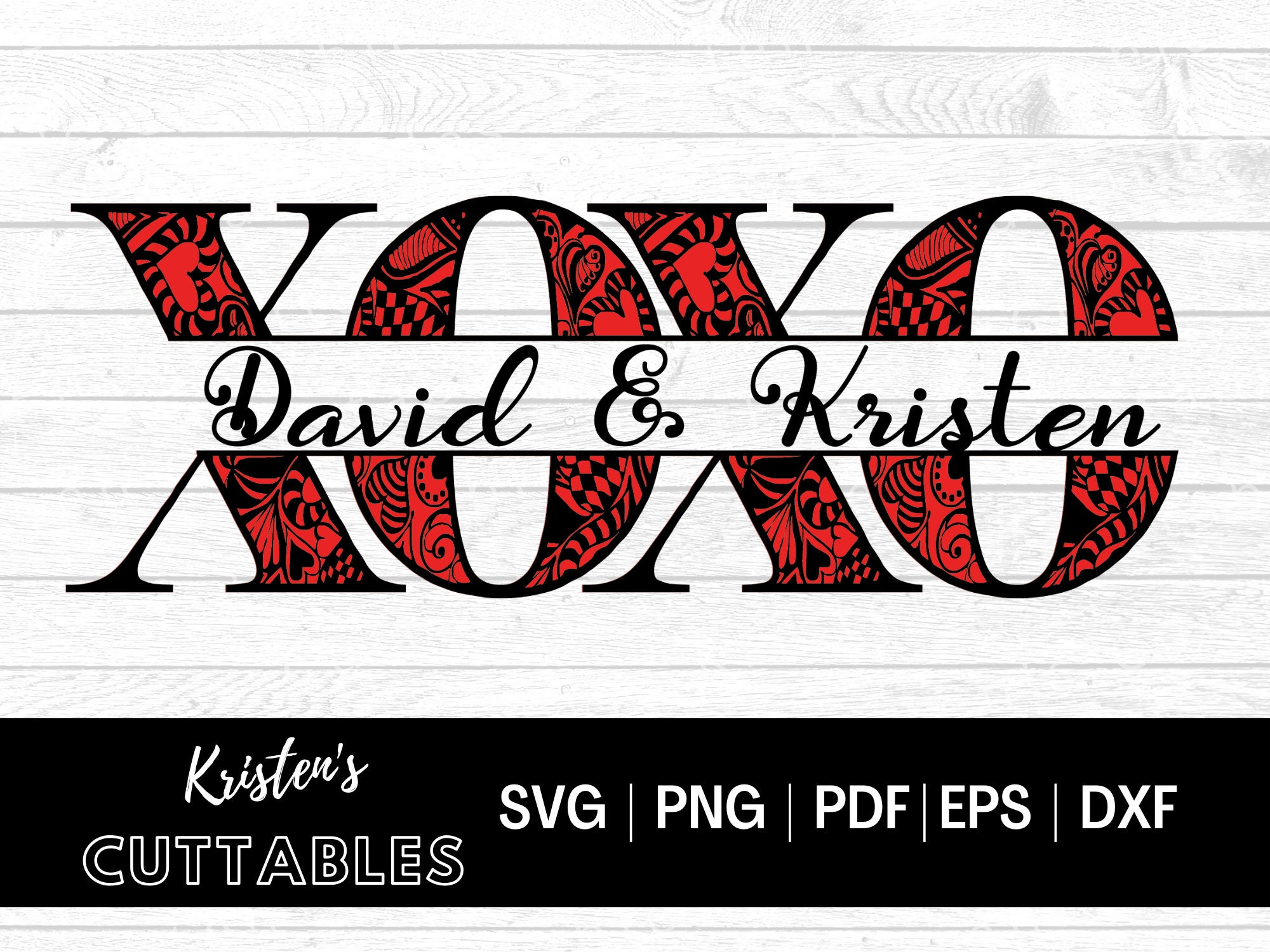 Layered XOXO Monogram SVG Valentine's Day Dxf Mandala PNG Heart Svg Cut ...