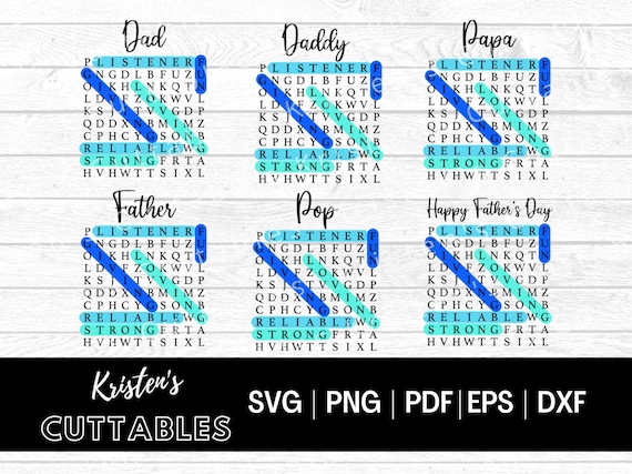 Dad Word Search SVG Father's Day SVG Daddy Gift PNG - Etsy