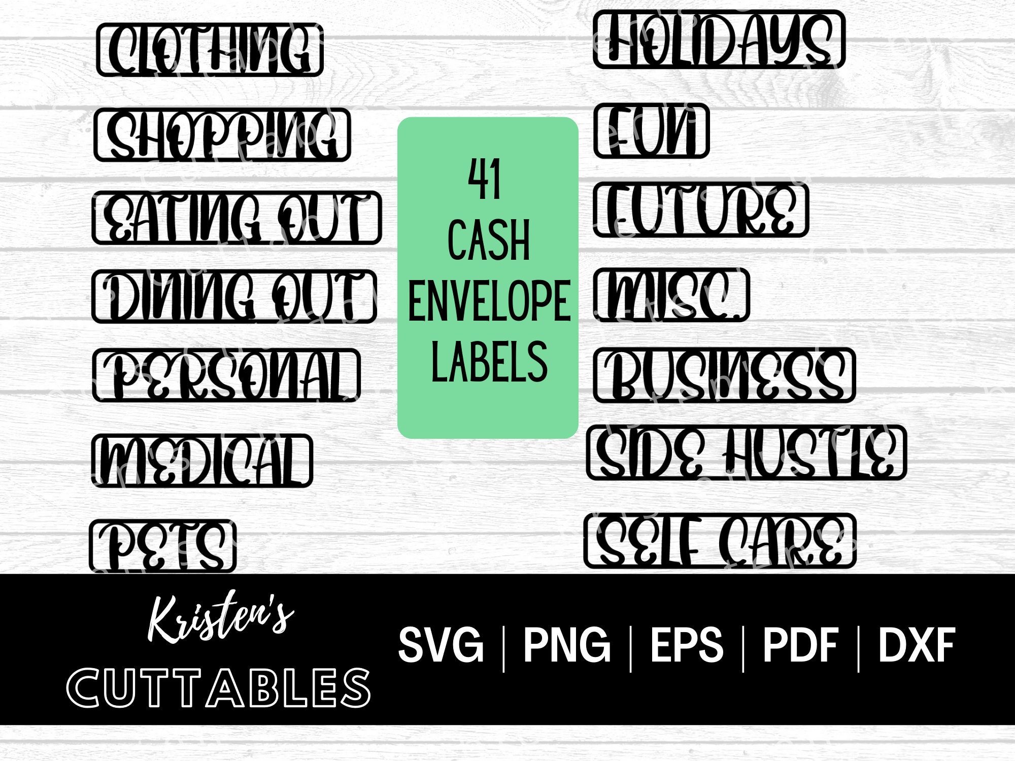 Cash Envelope Labels SVG - Budgeting SVG - Cash Tracker SVG - Debt ...