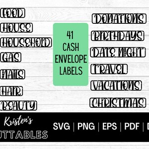 Cash Envelope Labels SVG - Budgeting SVG - Cash Tracker SVG - Debt ...