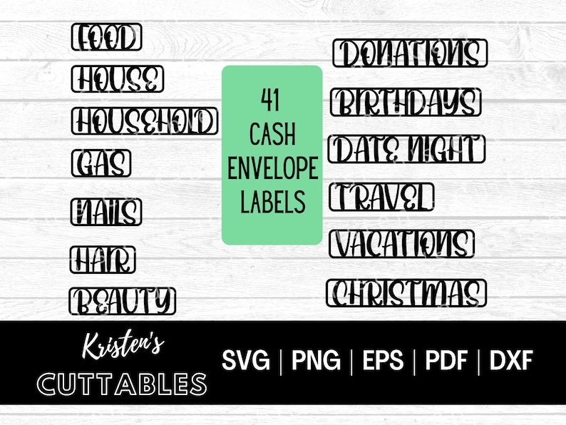 Cash Envelope Labels SVG - Budgeting SVG - Cash Tracker SVG - Debt ...