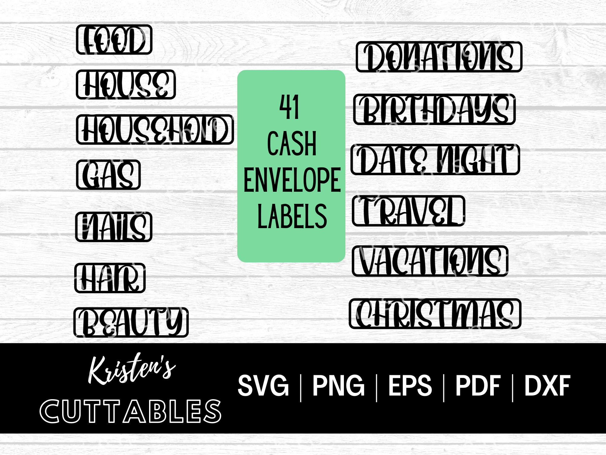 Cash Envelope Labels SVG - Budgeting SVG - Cash Tracker SVG - Debt ...