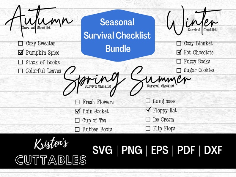 SVG BUNDLE - Seasonal Checklist SVG - List Svg - Spring Boots Svg ...