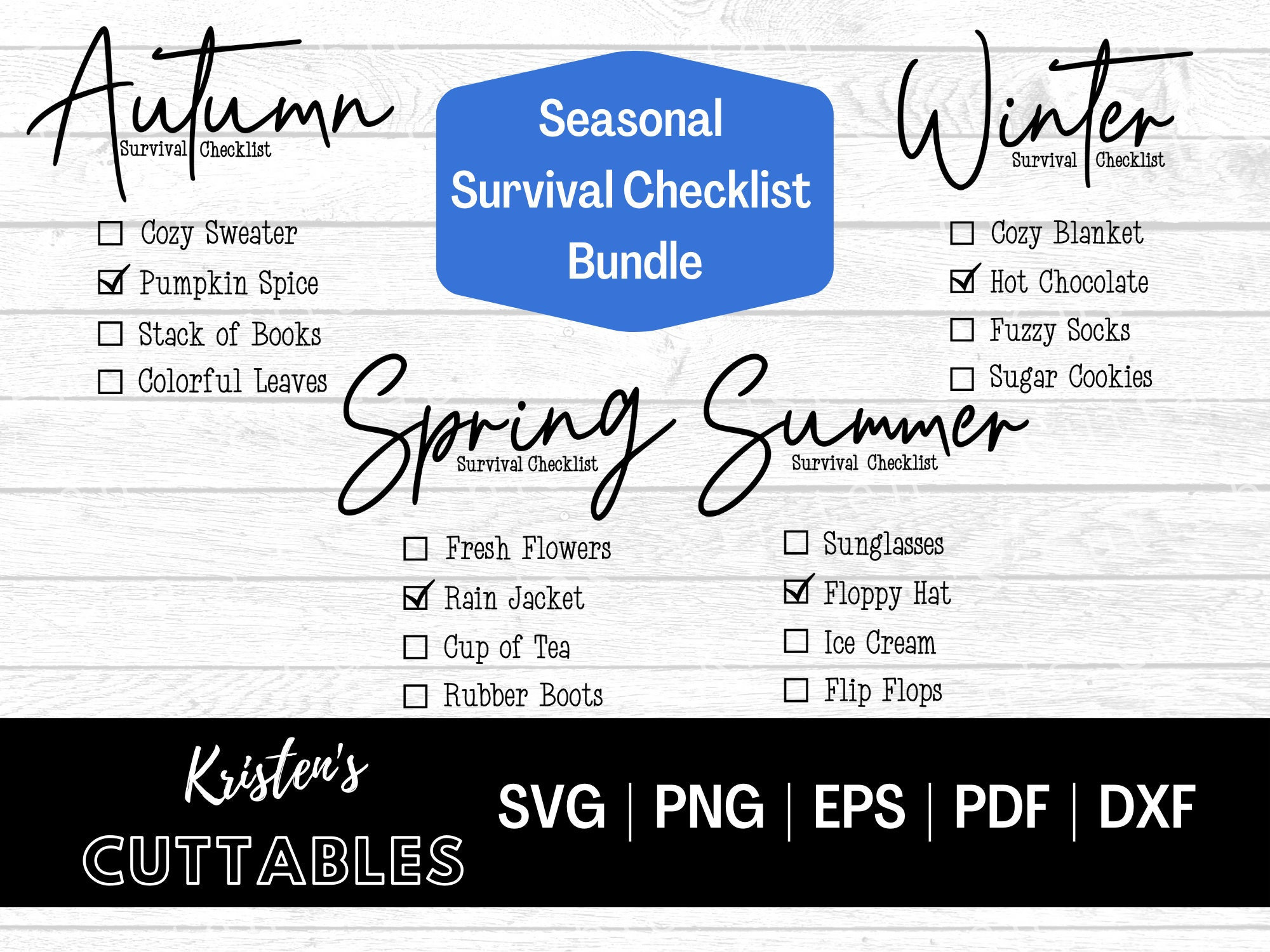 SVG BUNDLE Seasonal Checklist SVG List Svg Spring Boots - Etsy