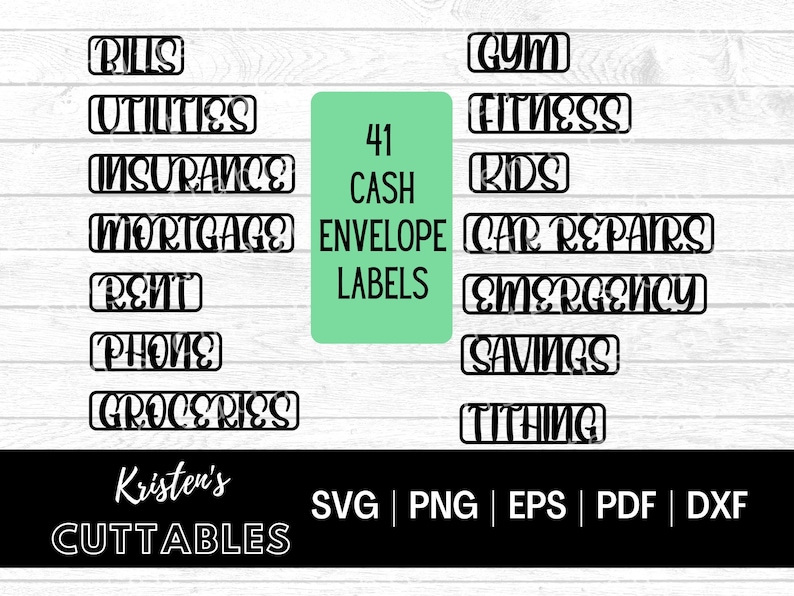 Cash Envelope Labels SVG - Budgeting SVG - Cash Tracker SVG - Debt ...