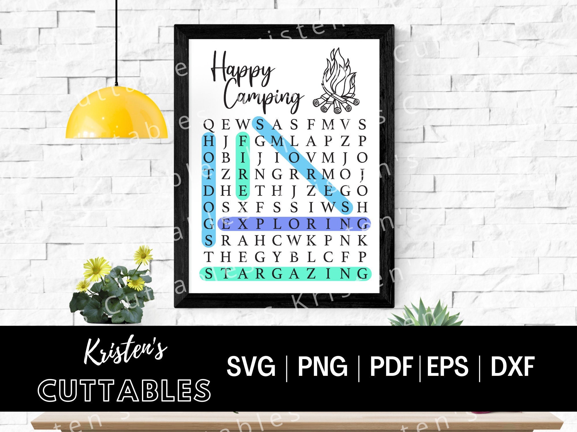 Happy Camping Bonfire Word Search SVG Camping Svg S'mores DXF Happy ...