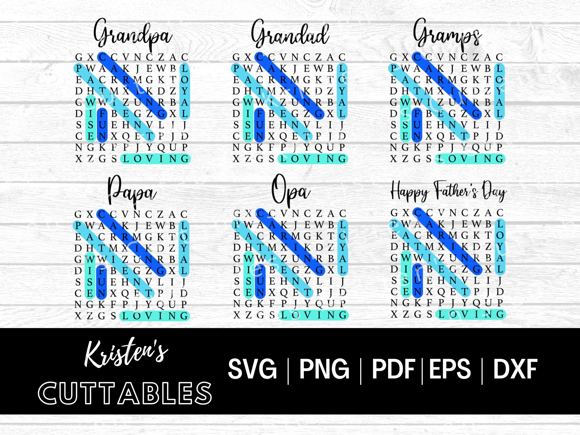 Grandpa Word Search SVG Father's Day SVG Opa Gift PNG - Etsy