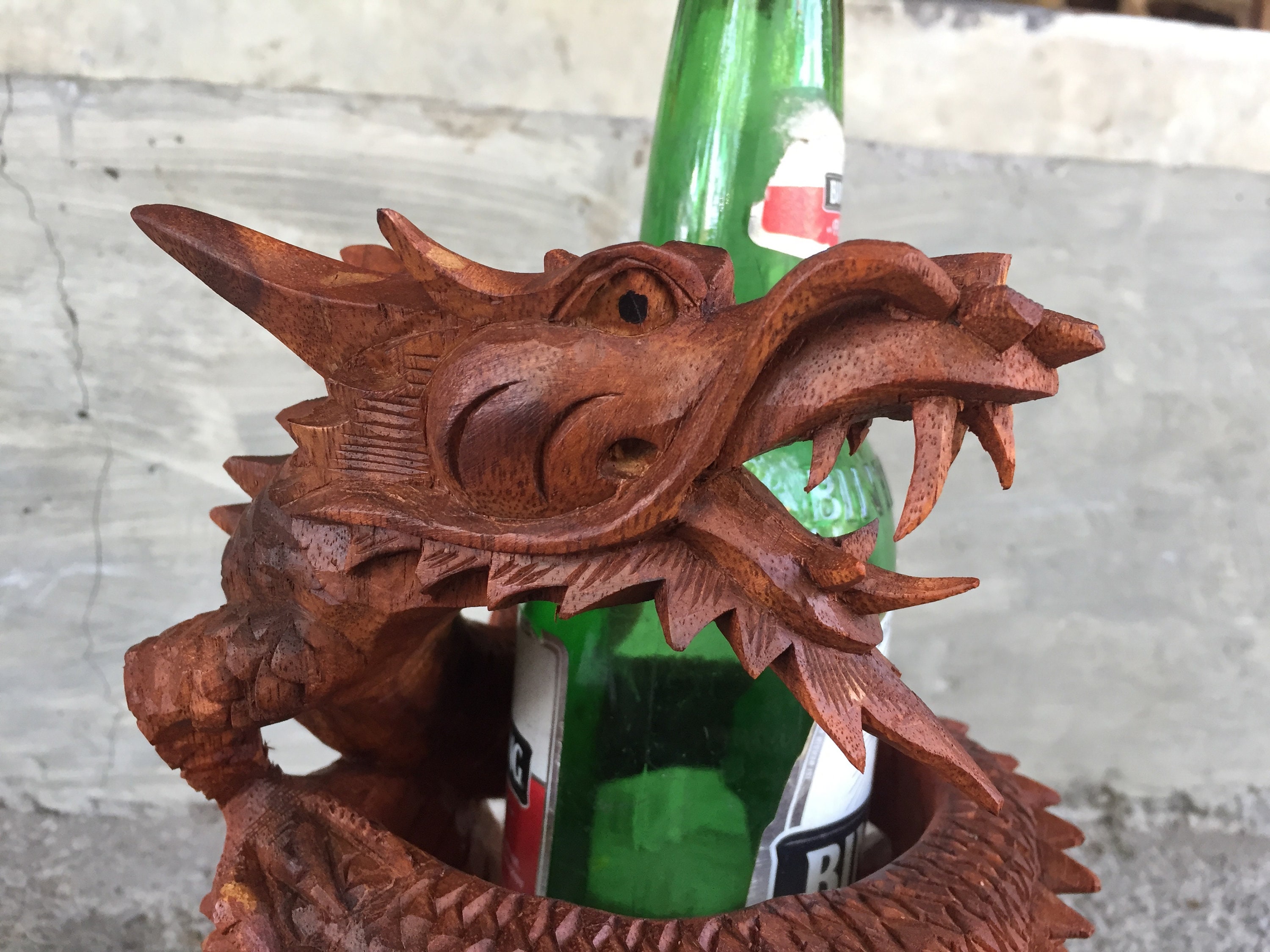 Balinese Handmade Beer Dragon Wooden Sculpture 25 Cm X 17 Cm X 17 Cm ...