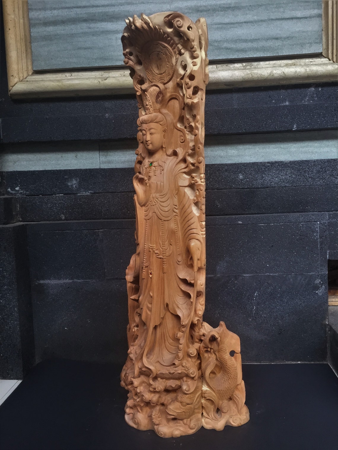 Kwan Im Wooden Statue Handmade Bali Size 58 Cm X 26 Cm X 12 Cm - Etsy