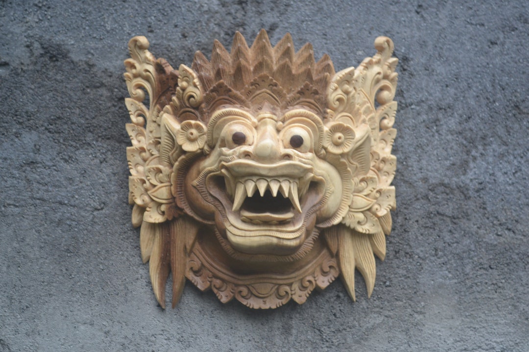 Balinese Handmade Wooden Barong Tapel Sculpture 20x20x8 Cm Wood Carving ...