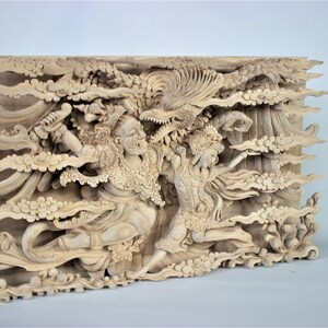 Balinese Handmade Ramayana Ravana Sita Statue, Wood Carving, Sculpture ...