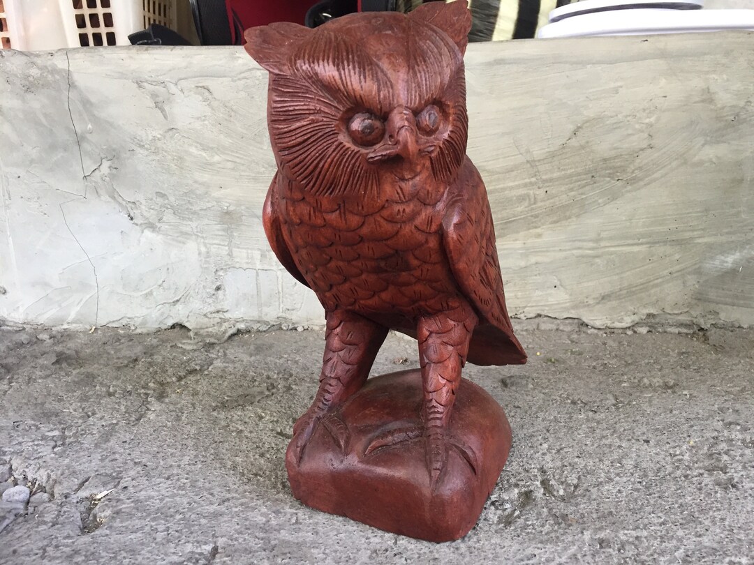 Balinese Handmade Owl Wooden Statue Size 25.5 Cm X 17 Cm X 12 Cm Wood ...