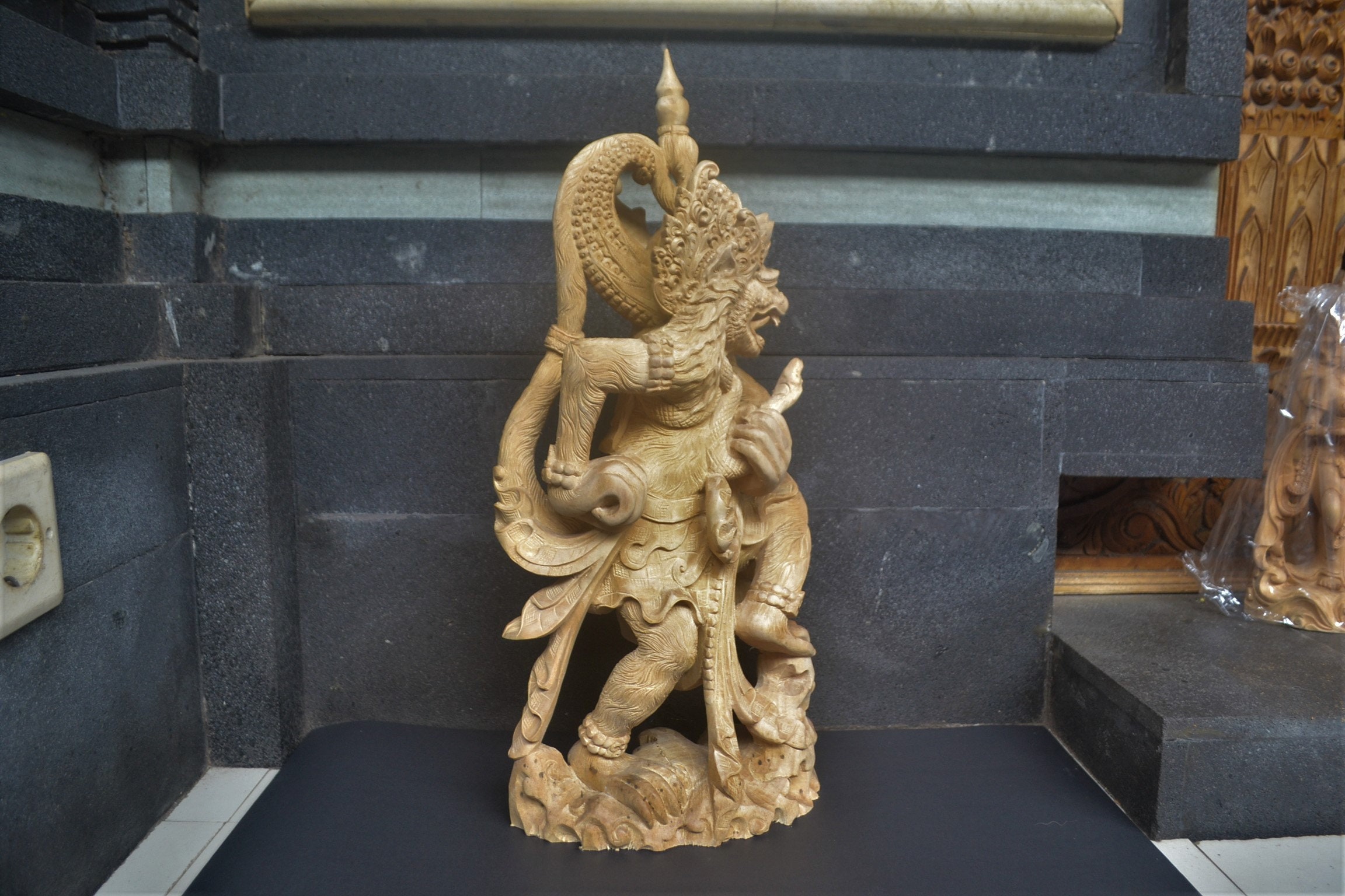 Balinese Handmade Wooden Hanuman Statue, Wood Carving, Sculpture, Art ...