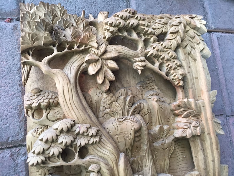 Balinese Handmade Wood Landscape Carving 48x32.5x7 Cm Wood Carving ...