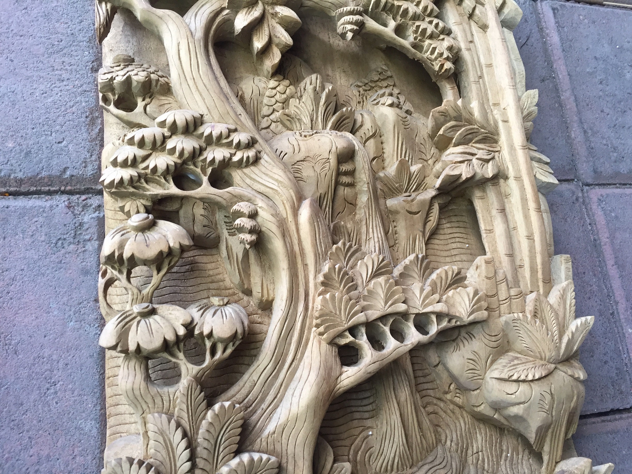 Balinese Handmade Wood Landscape Carving 48x32.5x7 Cm Wood Carving ...