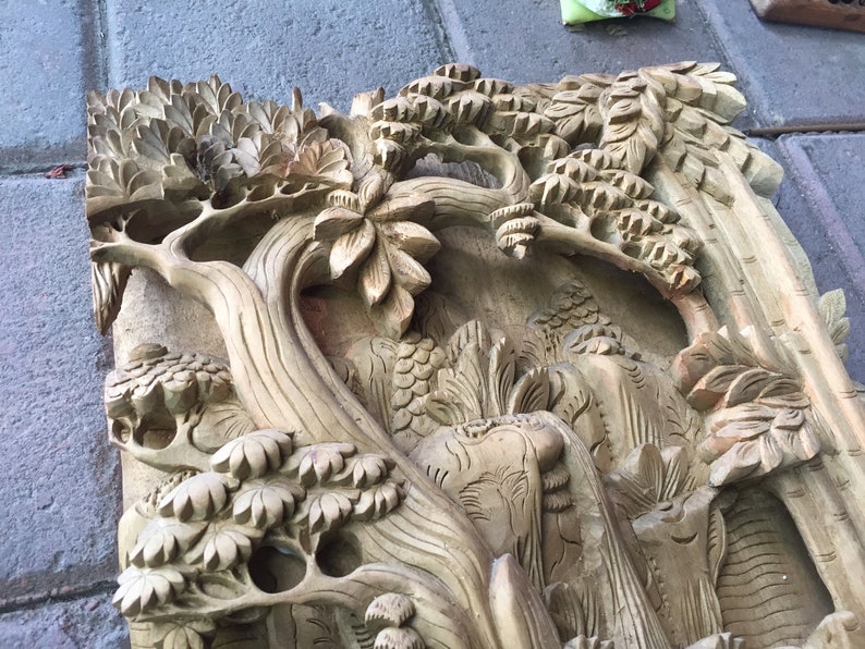 Balinese Handmade Wood Landscape Carving 48x32.5x7 Cm Wood Carving ...
