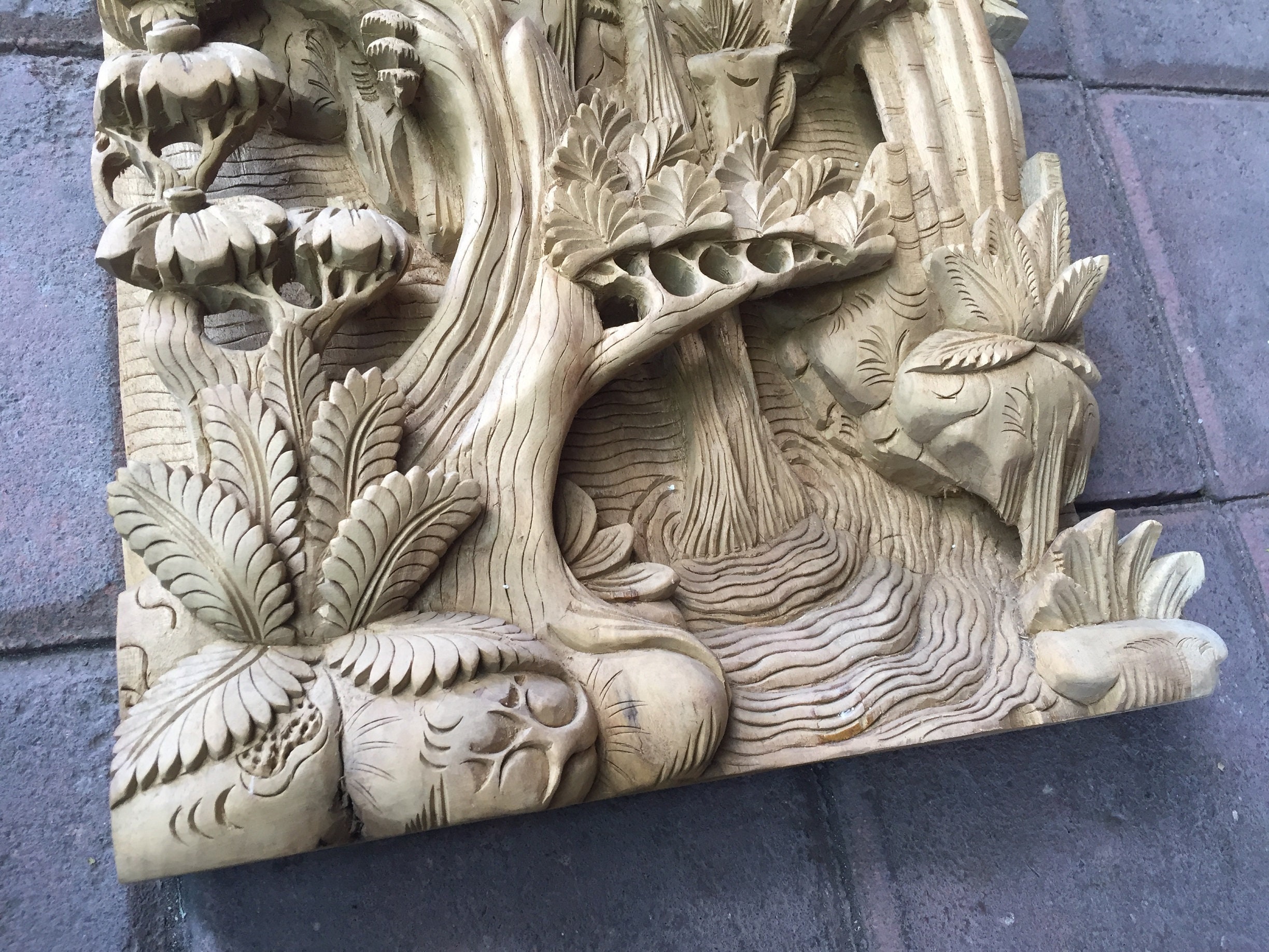 Balinese Handmade Wood Landscape Carving 48x32.5x7 Cm Wood Carving ...