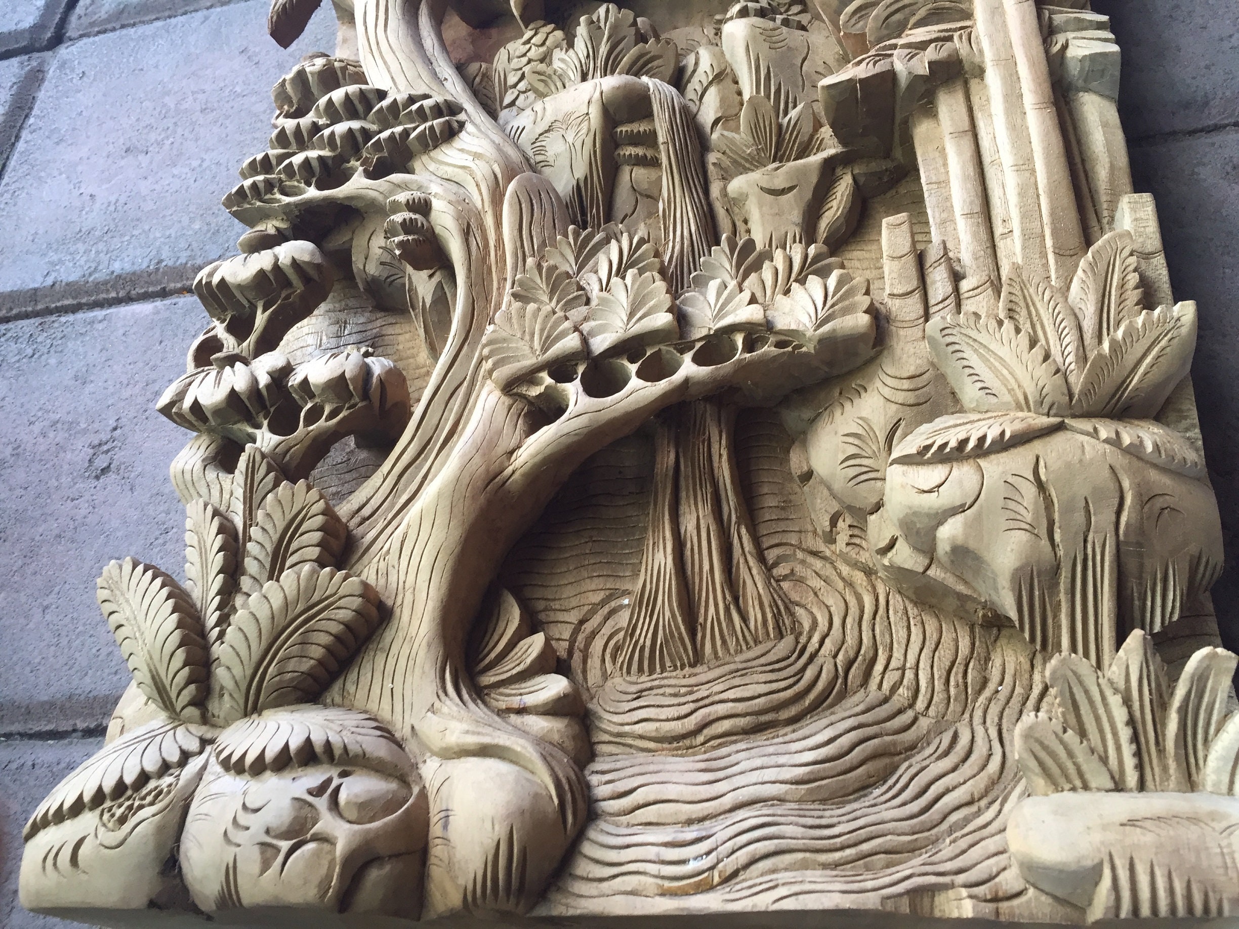 Balinese Handmade Wood Landscape Carving 48x32.5x7 Cm Wood Carving ...