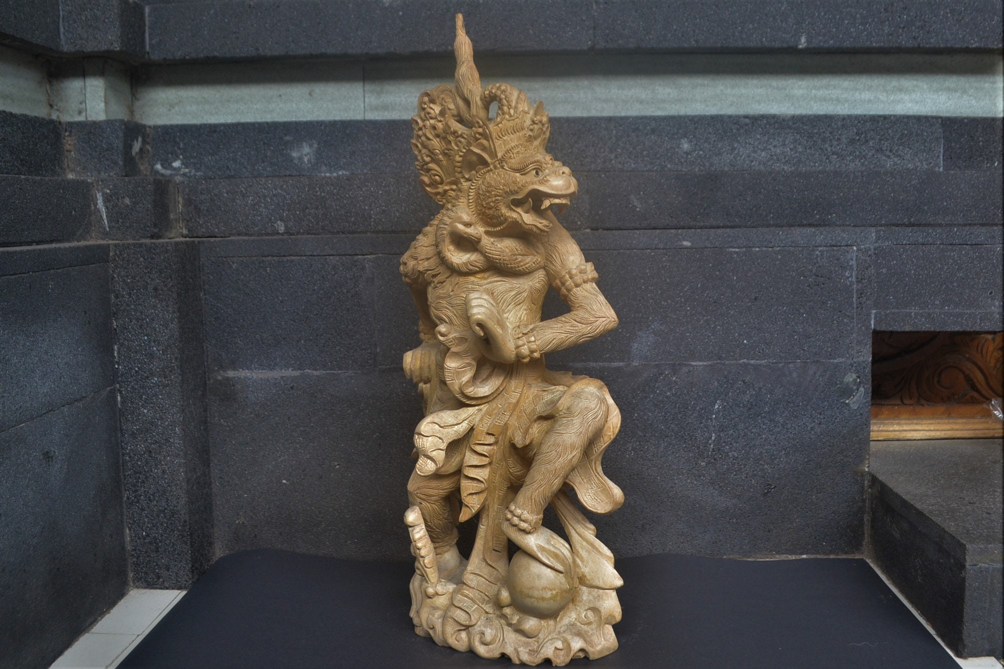 Balinese Handmade Wooden Hanuman Statue, Wood Carving, Sculpture, Art ...