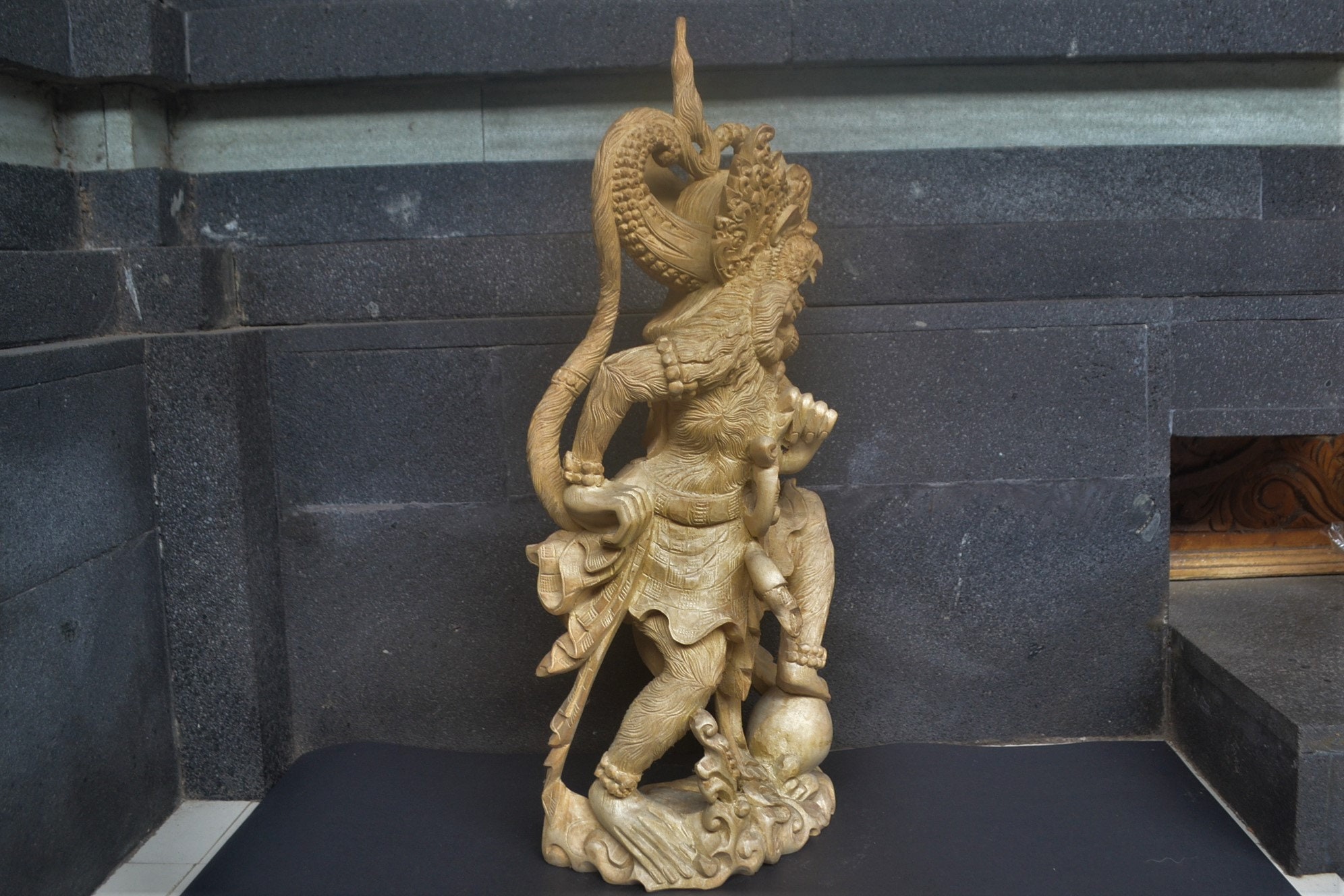 Balinese Handmade Wooden Hanuman Statue, Wood Carving, Sculpture, Art ...