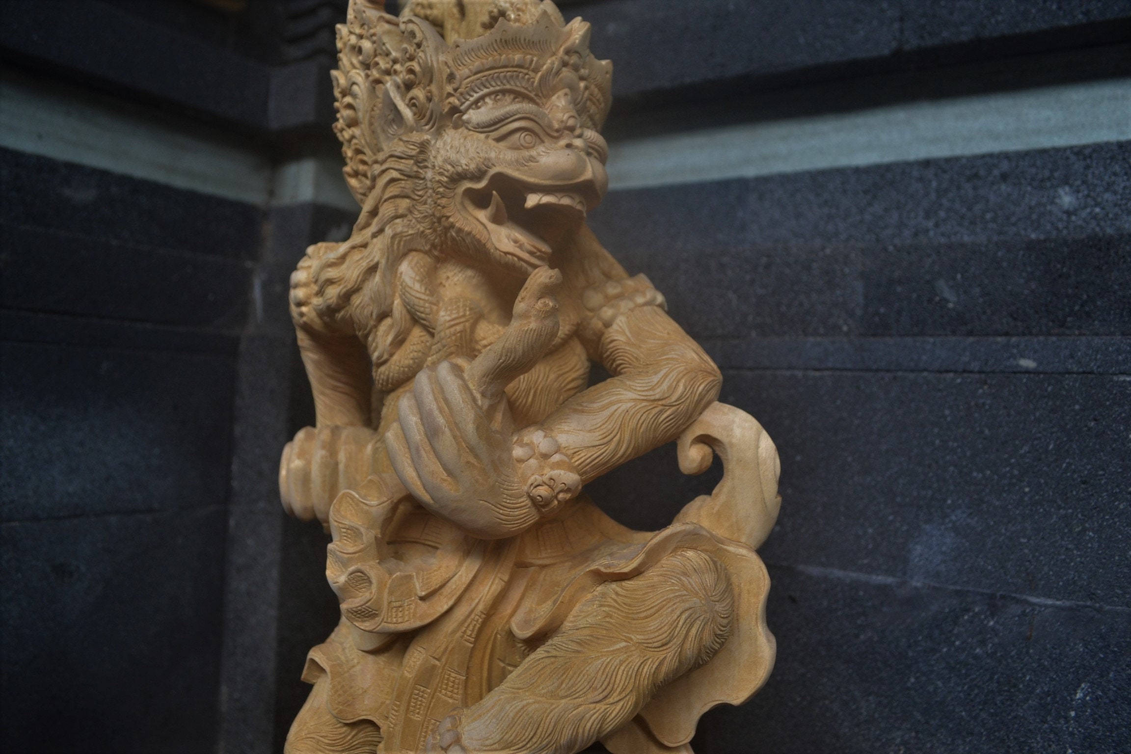 Balinese Handmade Wooden Hanuman Statue, Wood Carving, Sculpture, Art ...
