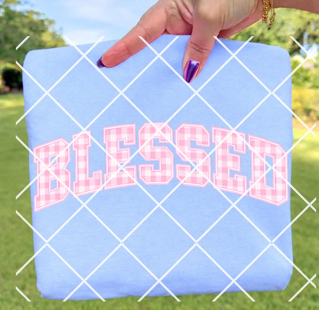 Pink Gingham Blessed Png, Cute Southern Girly Png, Girly Summer Png ...