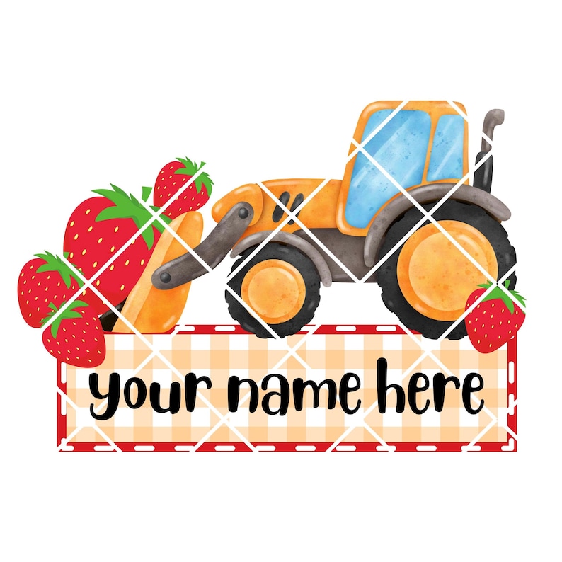 Strawberry Boy Name Plate, Strawberry Truck With Name Patch Boy ...