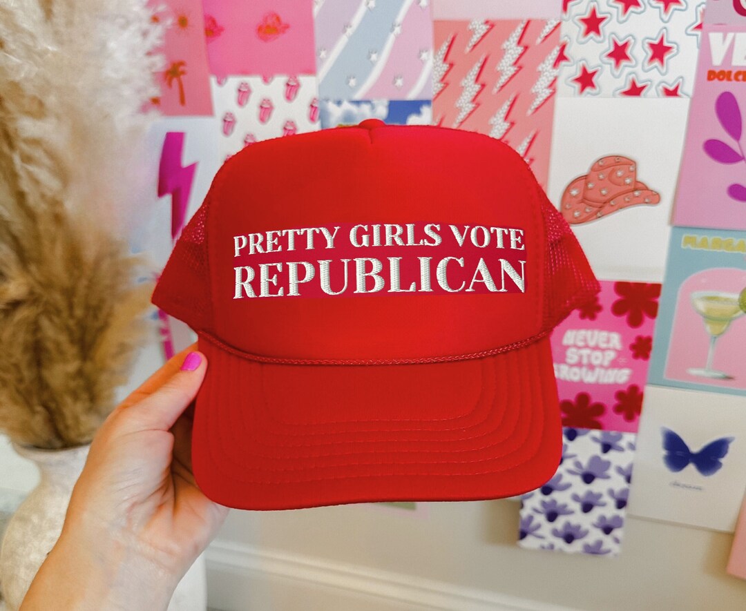 Pretty Girls Vote Republican Hat, Embroidered Trucker Hat, Conservative ...